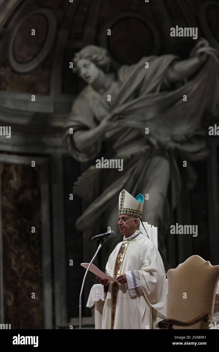 February 23, 2025 - Vatican City. Archbishop RINA FISICHELLA celebrates ...