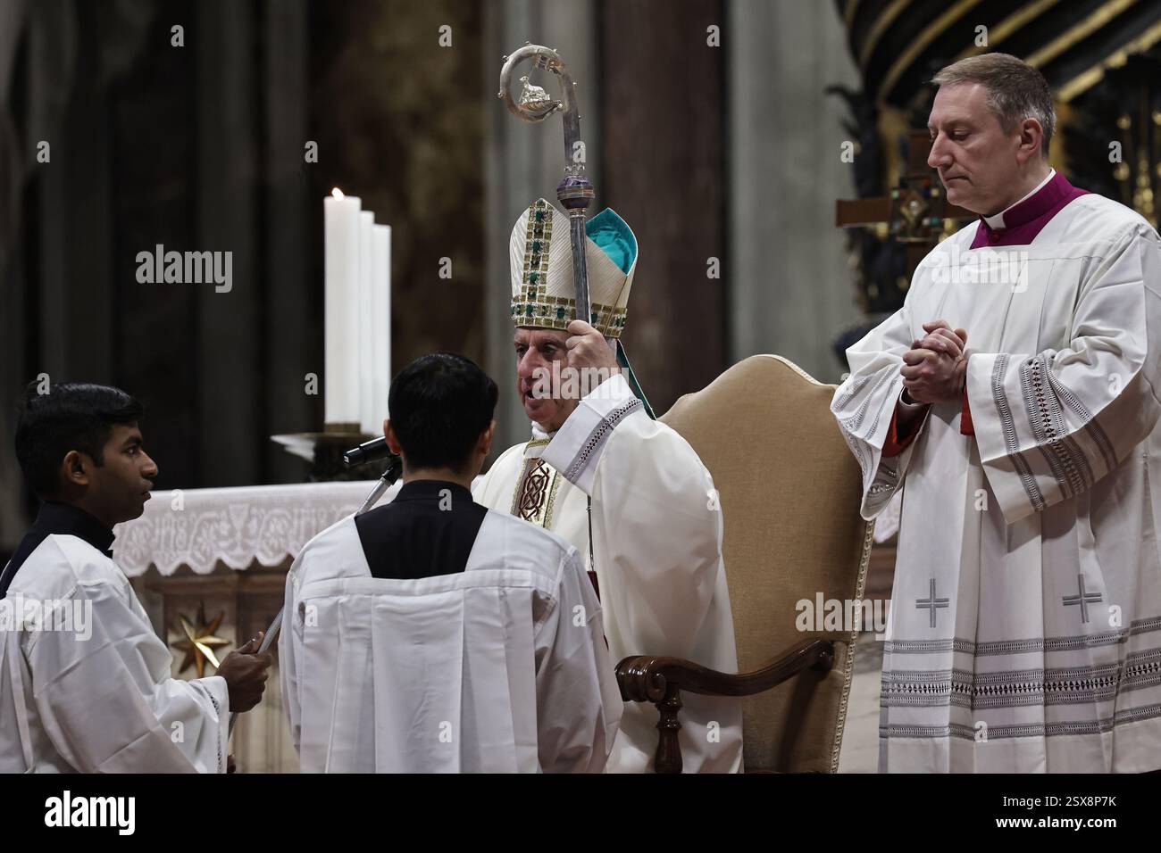 February 23, 2025 - Vatican City. Archbishop RINA FISICHELLA celebrates ...