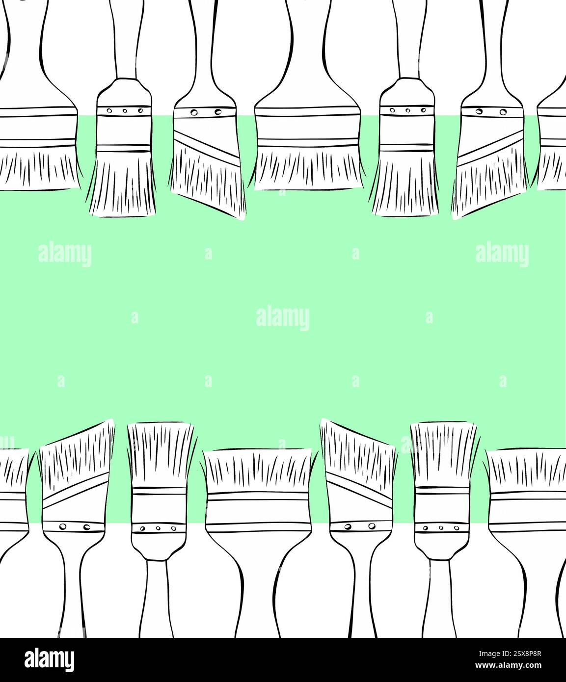 Paint Brush seamless border frame. Vector graphic line ink template ...