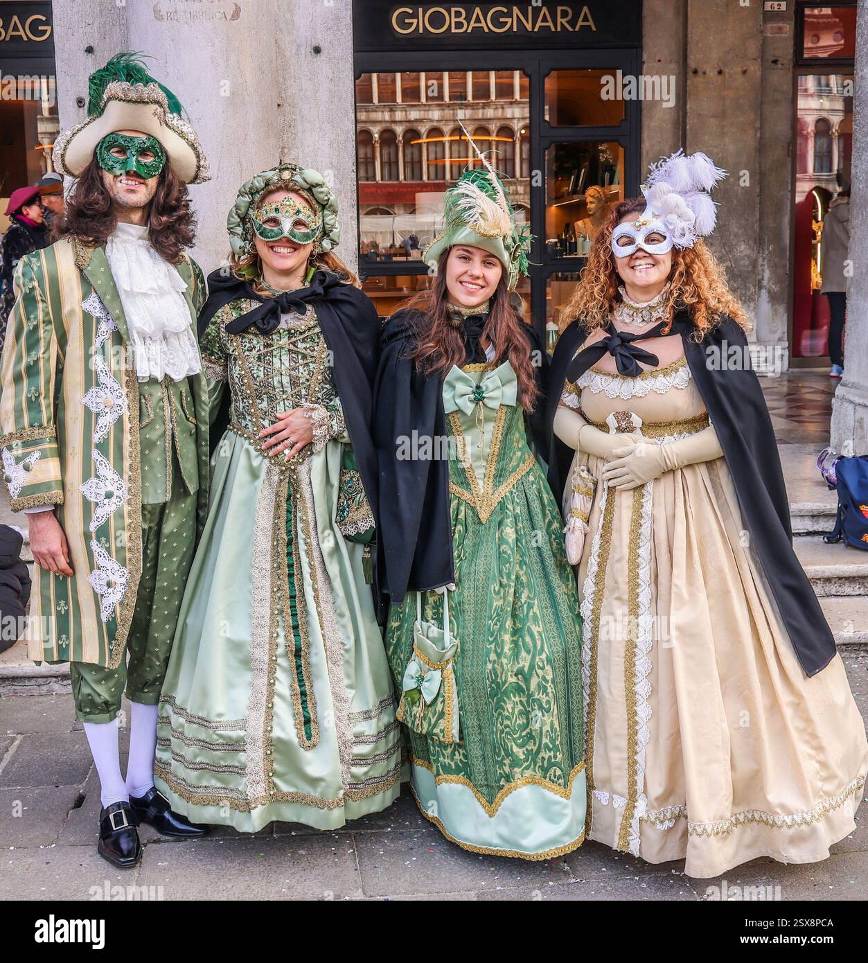 Venice, Italy. 23rd Feb, 2025. Carnival goers dressed in splendid ...