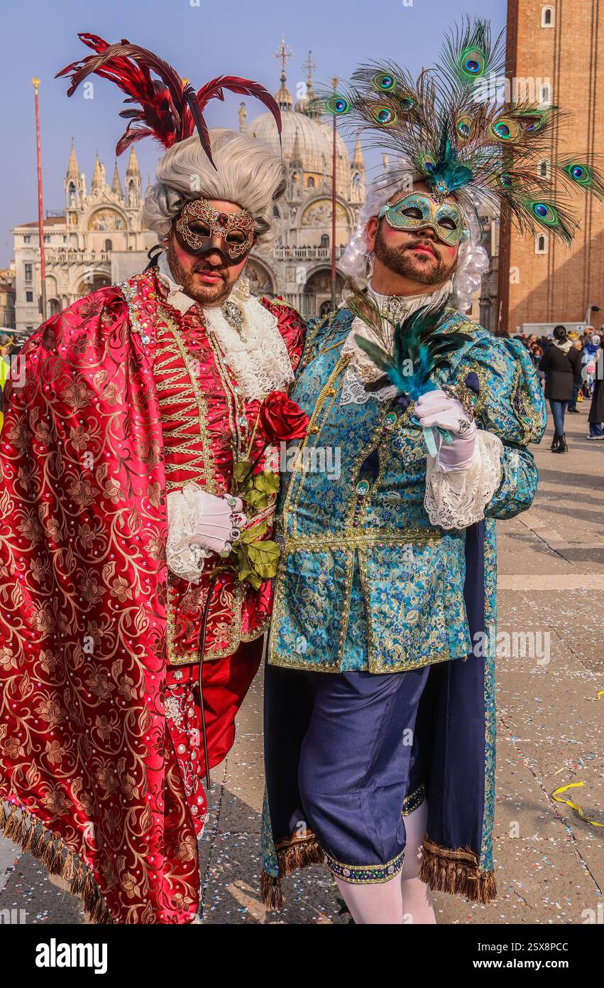 Venice, Italy. 23rd Feb, 2025. Carnival goers dressed in splendid ...