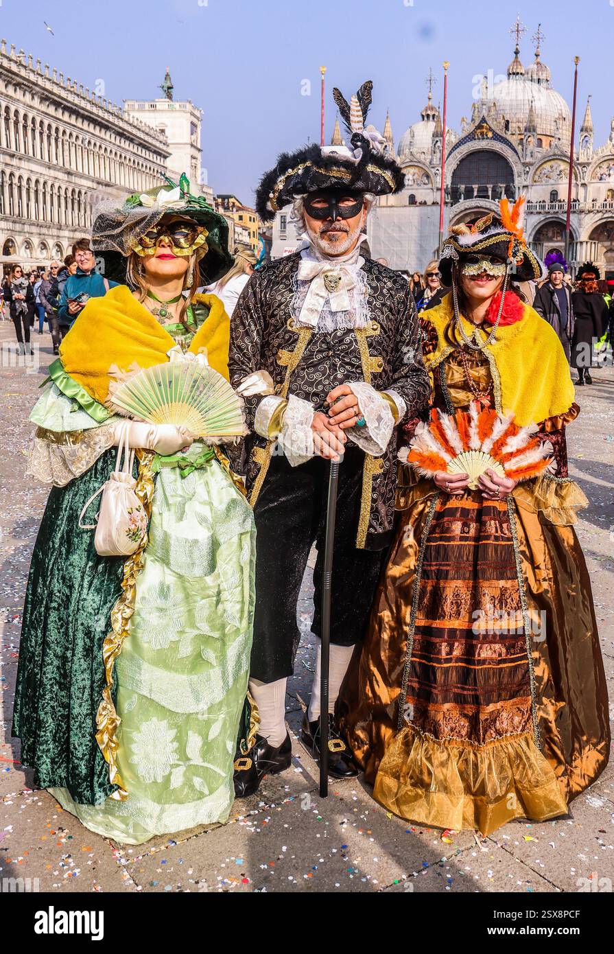Venice, Italy. 23rd Feb, 2025. Carnival goers dressed in splendid ...