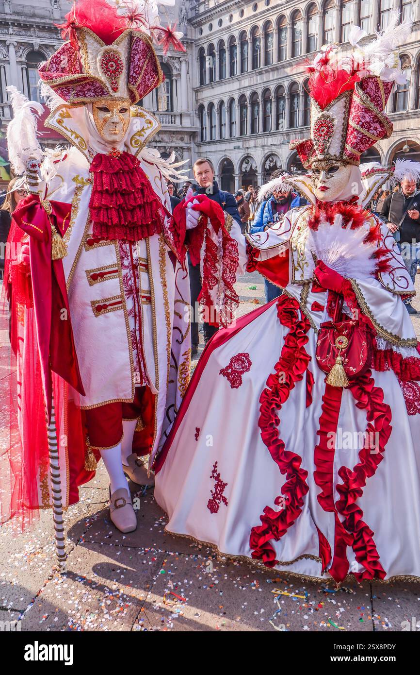Venice, Italy. 23rd Feb, 2025. Carnival goers dressed in splendid ...
