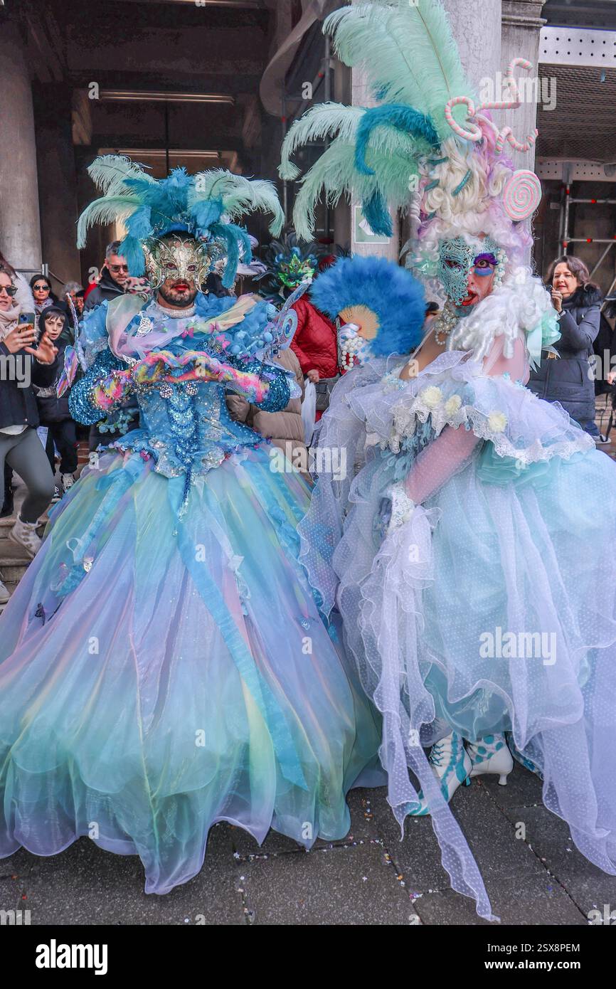 Venice, Italy. 23rd Feb, 2025. Carnival goers dressed in splendid ...