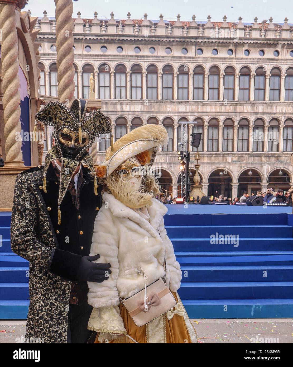 Venice, Italy. 23rd Feb, 2025. Carnival goers dressed in splendid ...