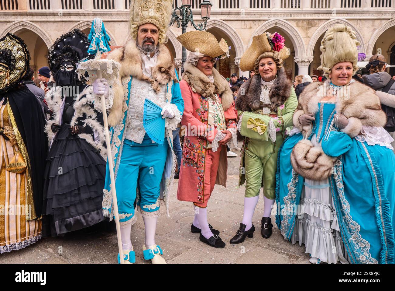 Venice, Italy. 23rd Feb, 2025. Carnival goers dressed in splendid ...
