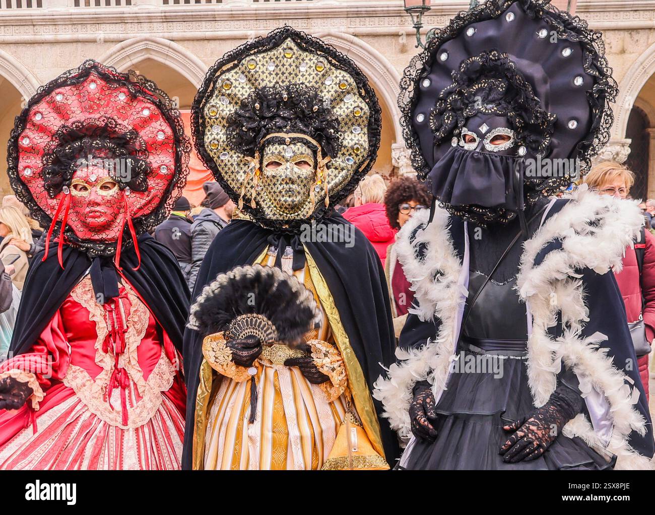 Venice, Italy. 23rd Feb, 2025. Carnival goers dressed in splendid ...