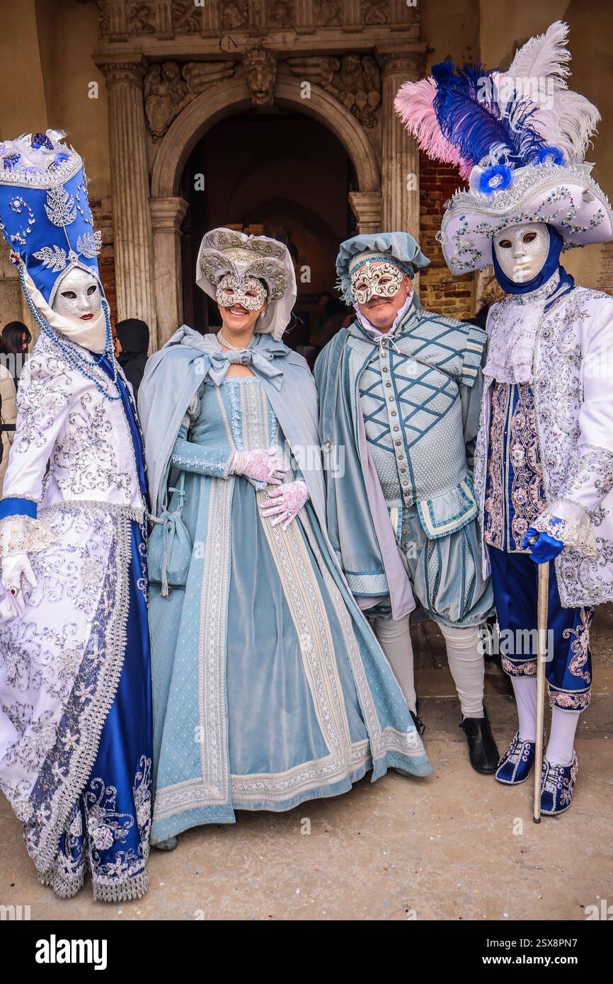 Venice, Italy. 23rd Feb, 2025. Carnival goers dressed in splendid ...