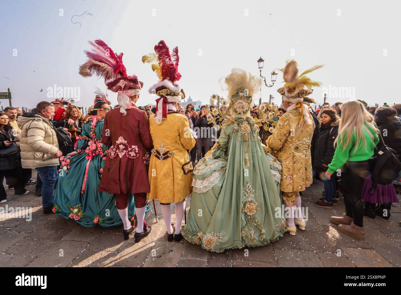 Venice, Italy. 23rd Feb, 2025. Carnival goers dressed in splendid ...