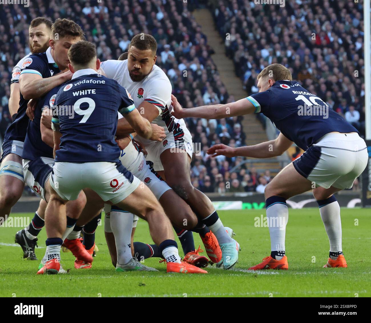England's Ollie Lawrence(Bath Rugby) in action during The Calcutta Cup ...