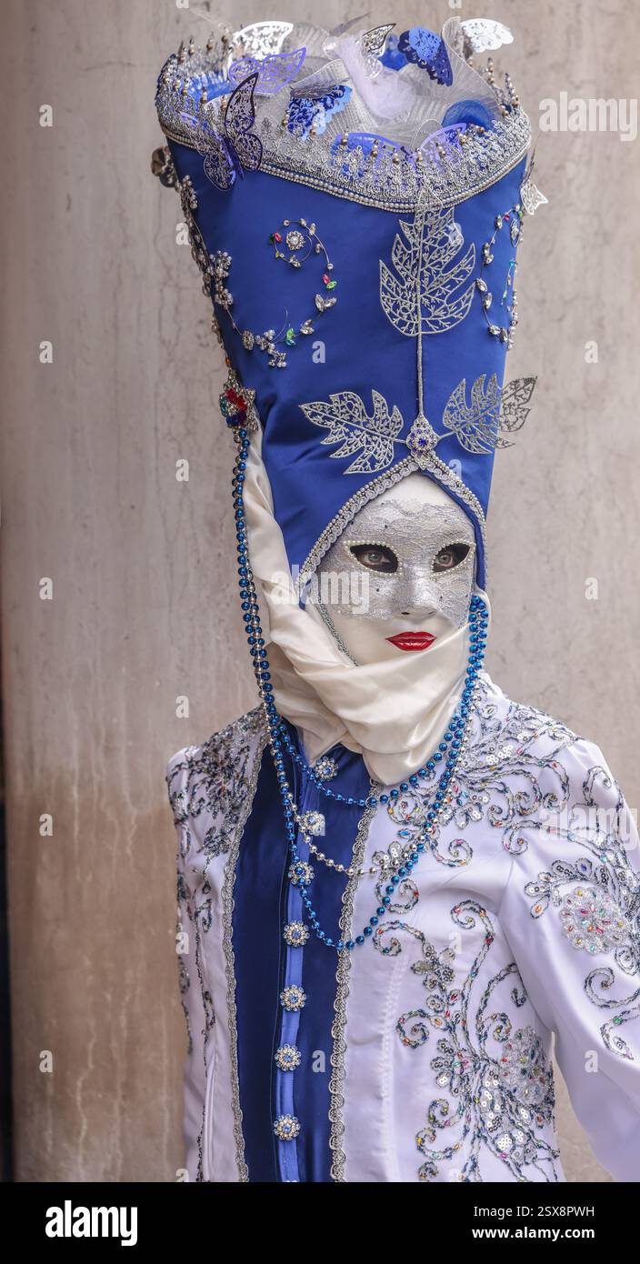 venice Italy 23 February 2025 Carnival goers dressed in splendid ...