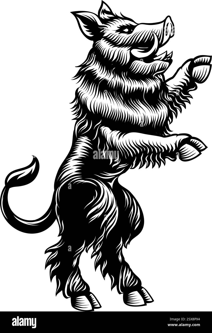 Boar Wild Hog Crest Rampant Heraldic Coat Of Arms Stock Vector Image ...