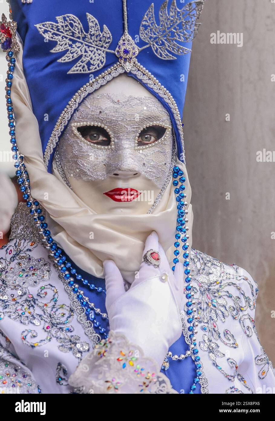 Venice, Italy. 23rd Feb, 2025. Carnival goers dressed in splendid ...