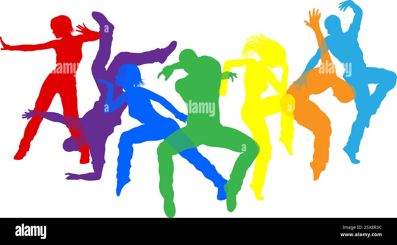 Dancers Silhouette Street Dance Poses Silhouettes Stock Vector Image ...