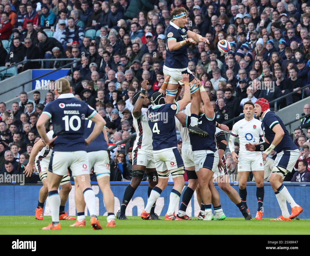 London, UK. 22nd Feb, 2025. Jamie Ritchie(Edinburgh Rugby)of Scotland ...