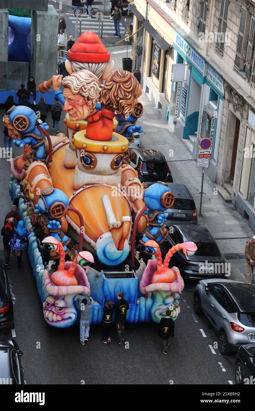 Nice, France. 23rd Feb 2025. Traditional Carnival Ride in the street of ...