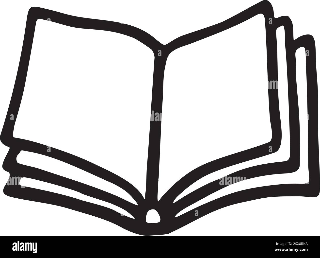 Doodle open book icon hand drawn with black line in freehand style ...