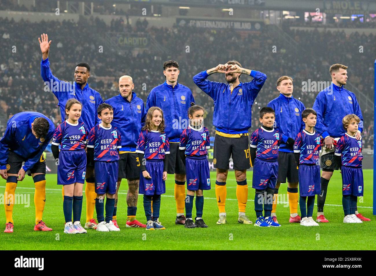 Milano, Italy. 22nd, February 2025. The players of Inter line up for ...
