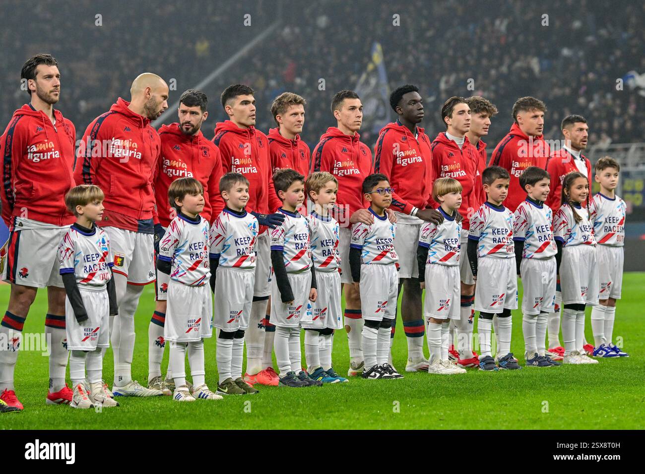 Milano, Italy. 22nd Feb, 2025. The players of Genoa line up for the ...