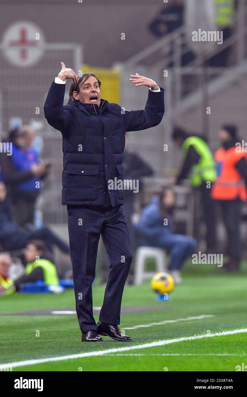 Milano, Italy. 22nd Feb, 2025. Head coach Simone Inzaghi of Inter seen ...
