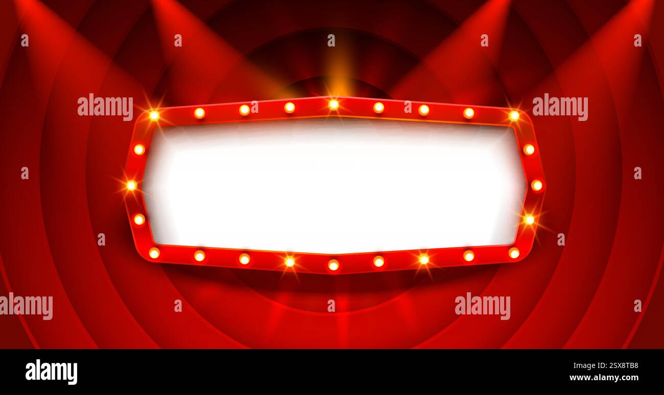 Red frame retro billboard, blank showtime text. Vector Stock Vector ...