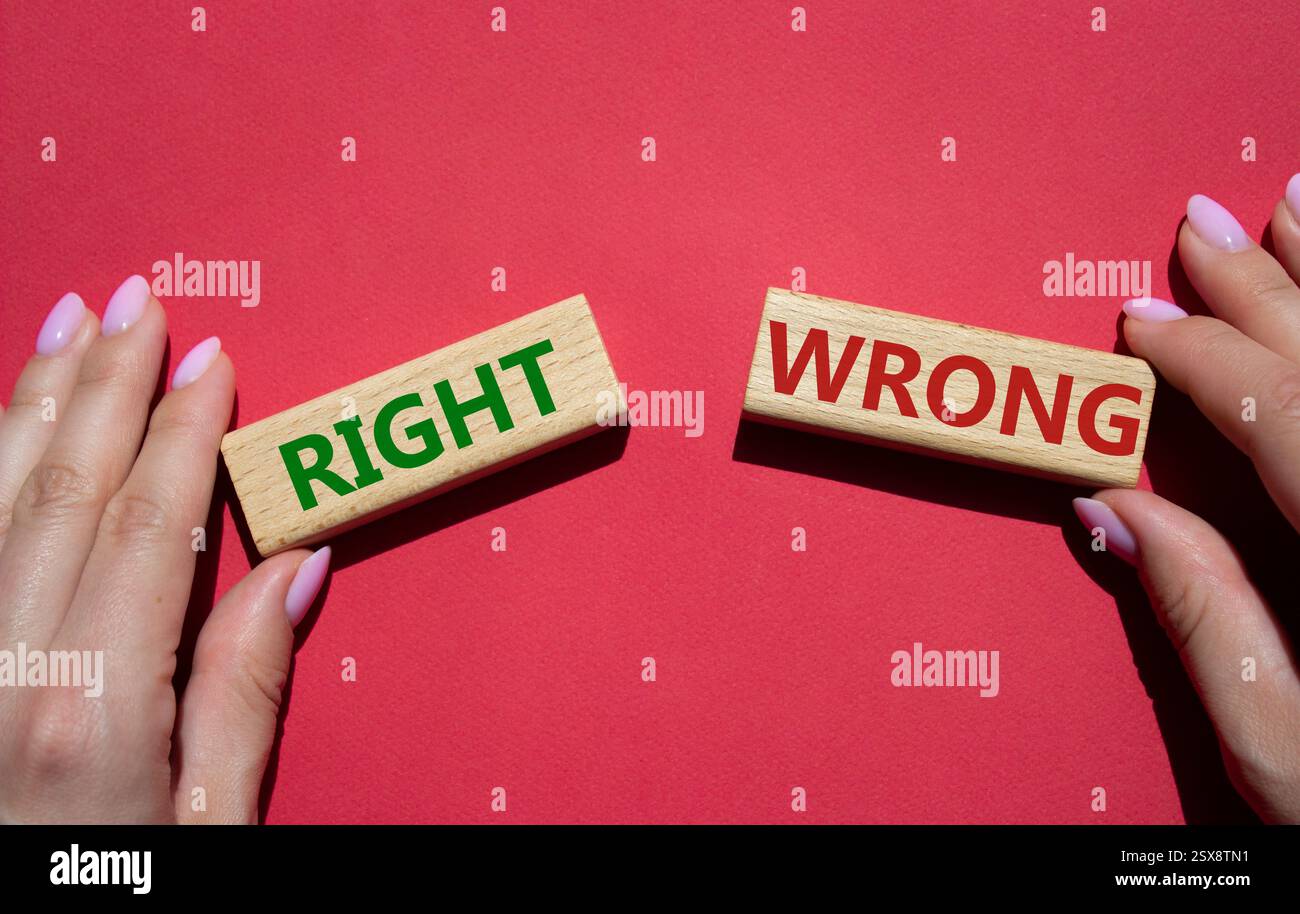 Right or Wrong symbol. Concept word Right or Wrong on wooden blocks ...
