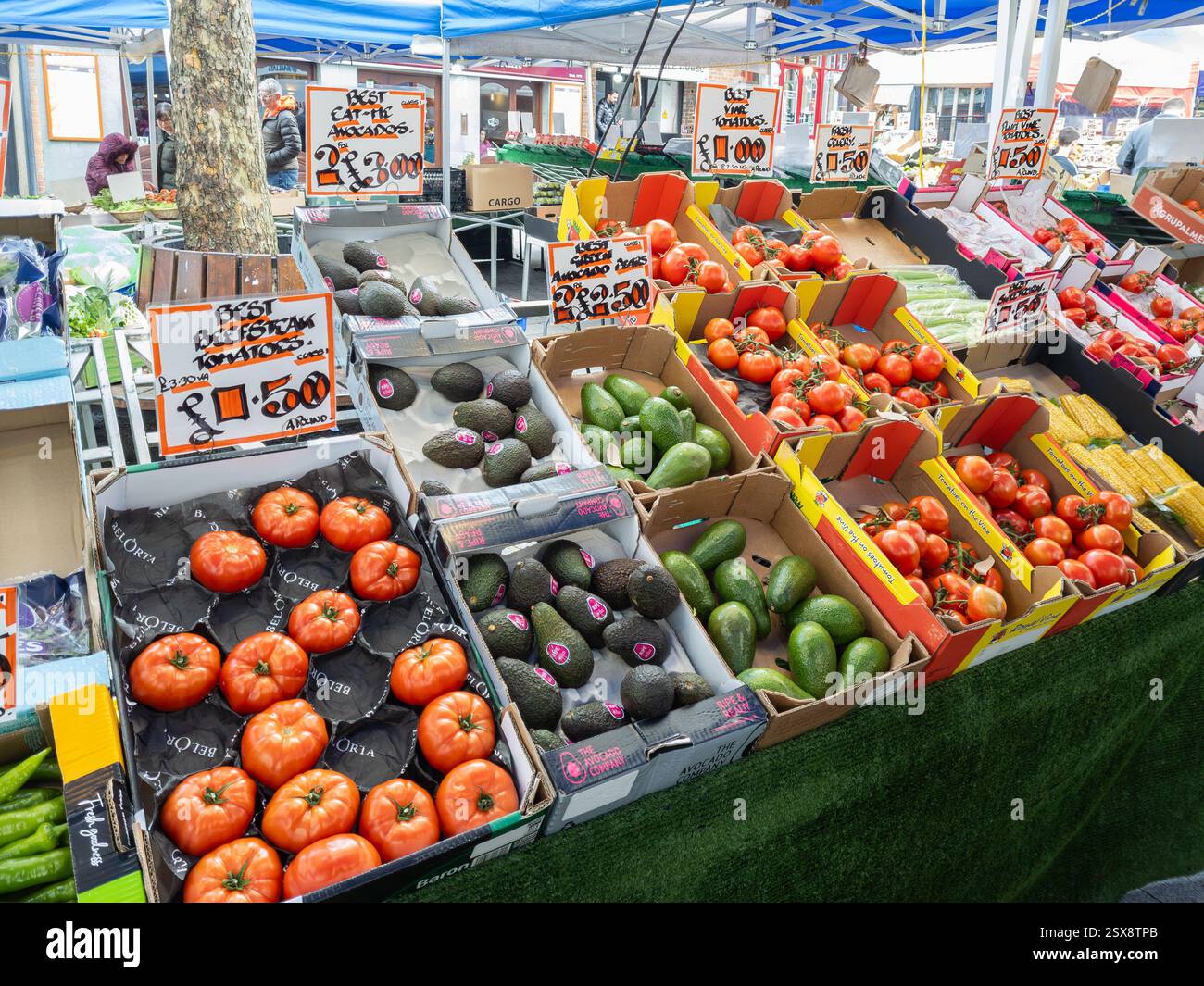 fresh fruit and vegetable stall at the popular farmer's market in ...