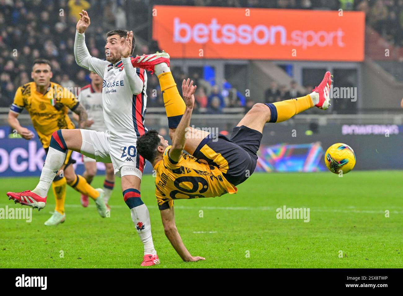 Milano, Italy. 22nd Feb, 2025. Mehdi Taremi (99) of Inter and Stefano ...