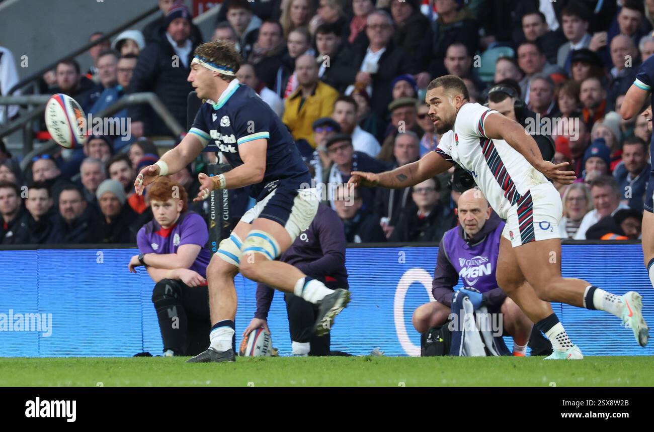 Jamie Ritchie(Edinburgh Rugby)of Scotland and England's Ollie Lawrence ...