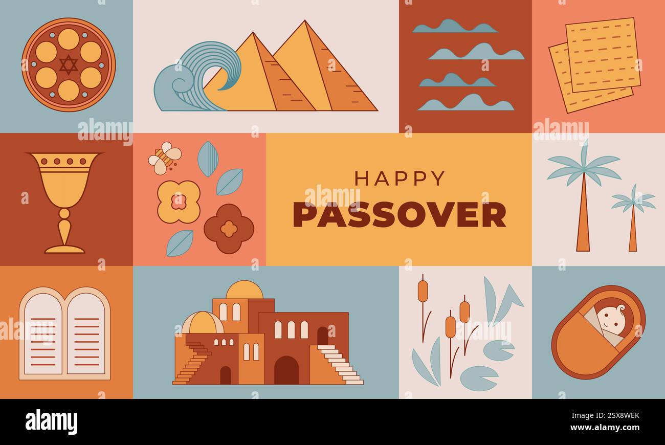 Happy Passover background, banner and poster design. Geometrical modern ...