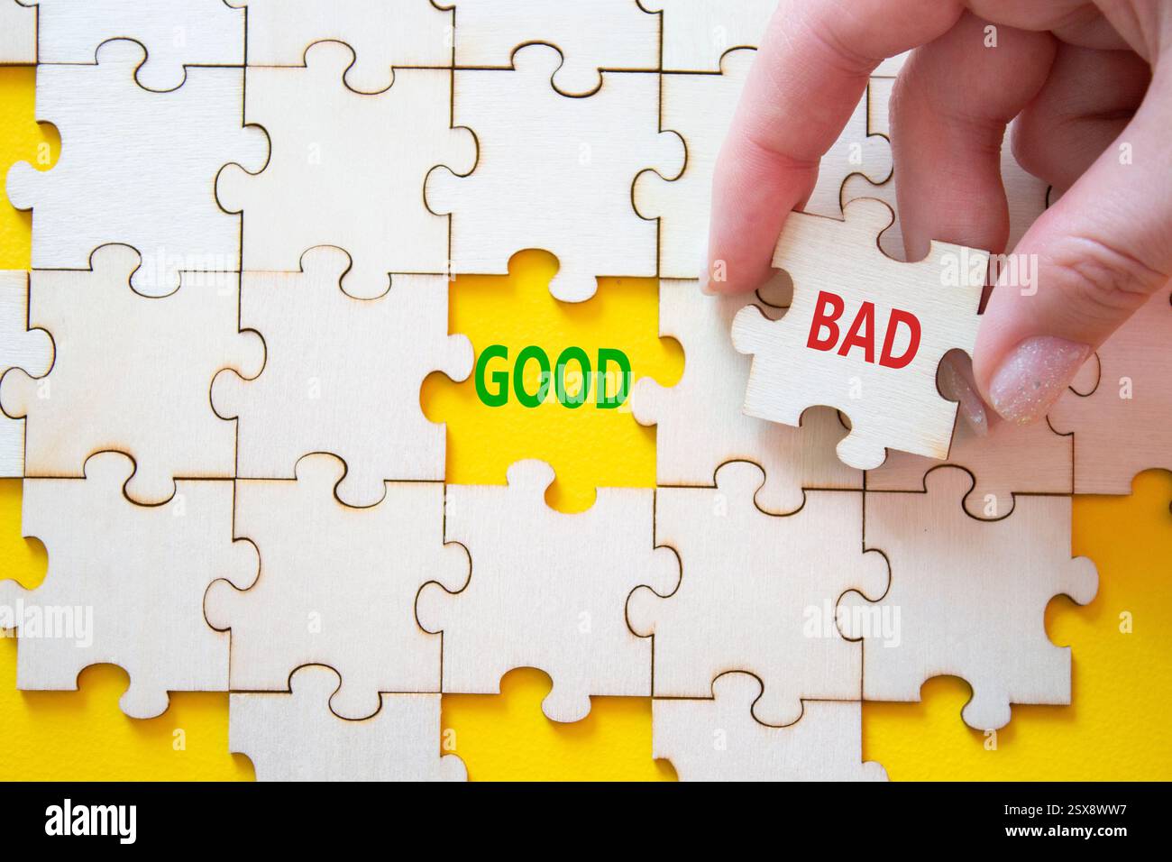 Good or Bad symbol. Concept word Good or Bad on wooden puzzle ...