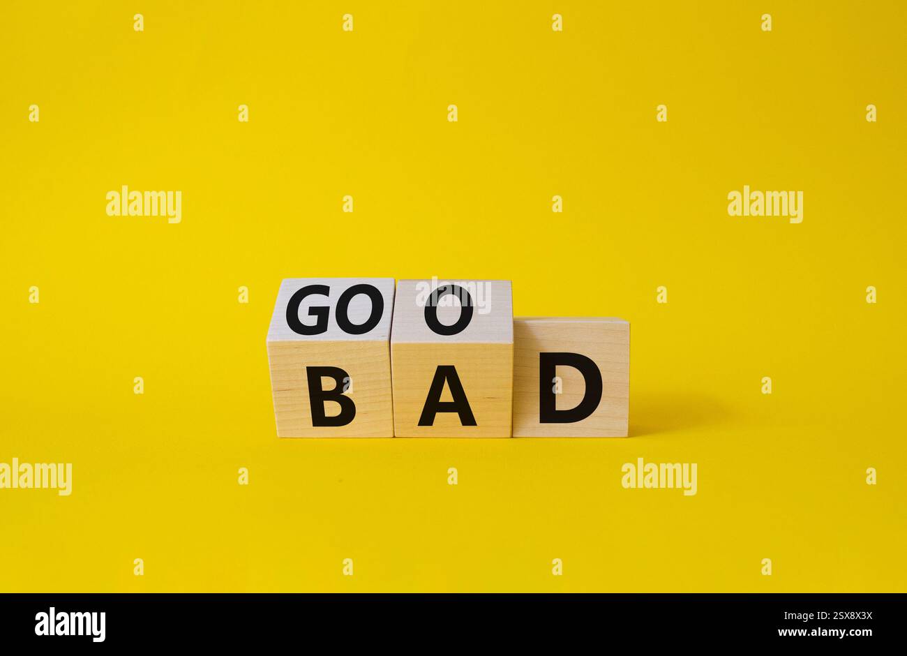 Good vs Bad symbol. Wooden cubes with words Bad and Good. Beautiful ...