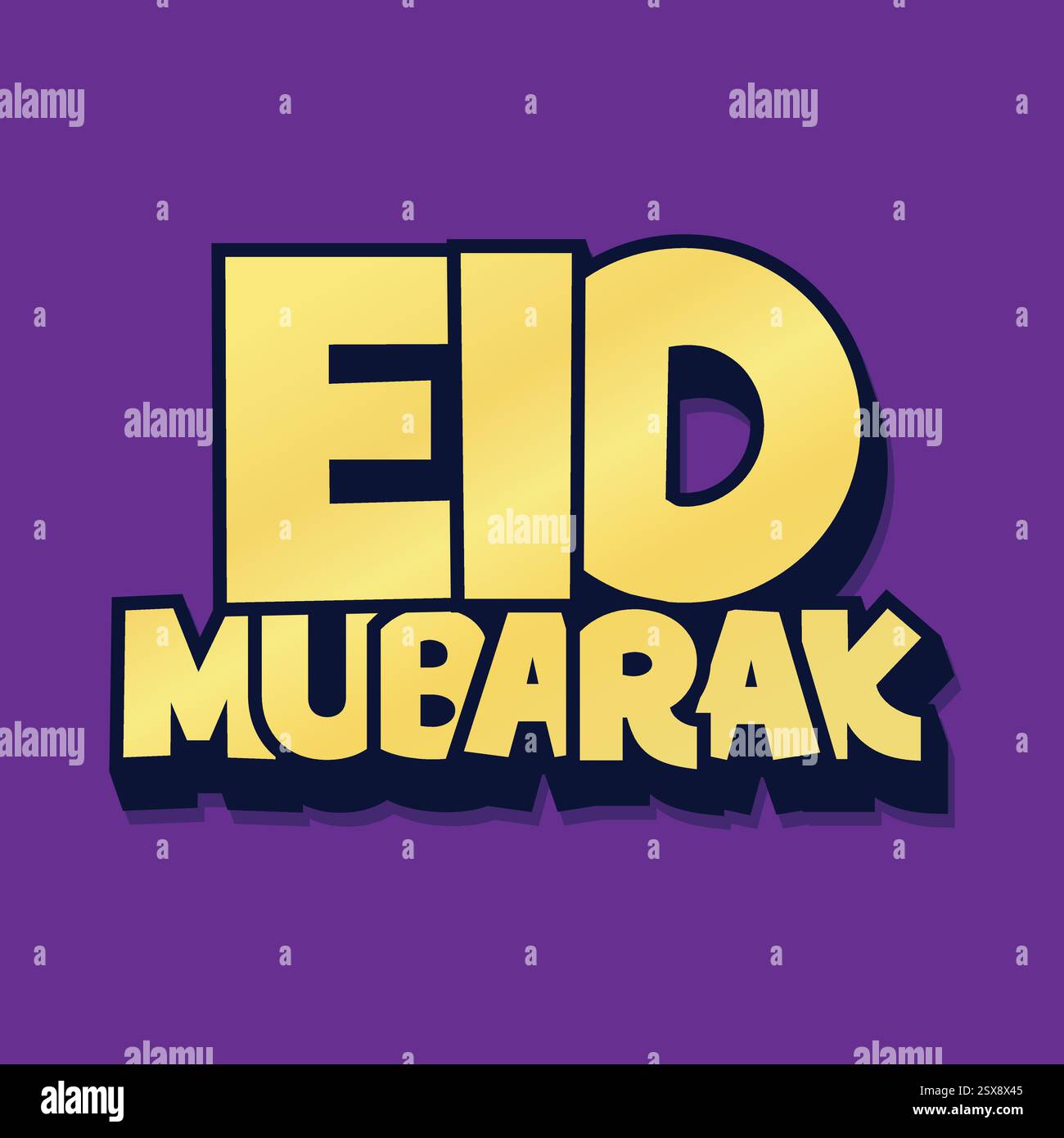 Eid Mubarak typography greeting card vector illustration. Golden text ...