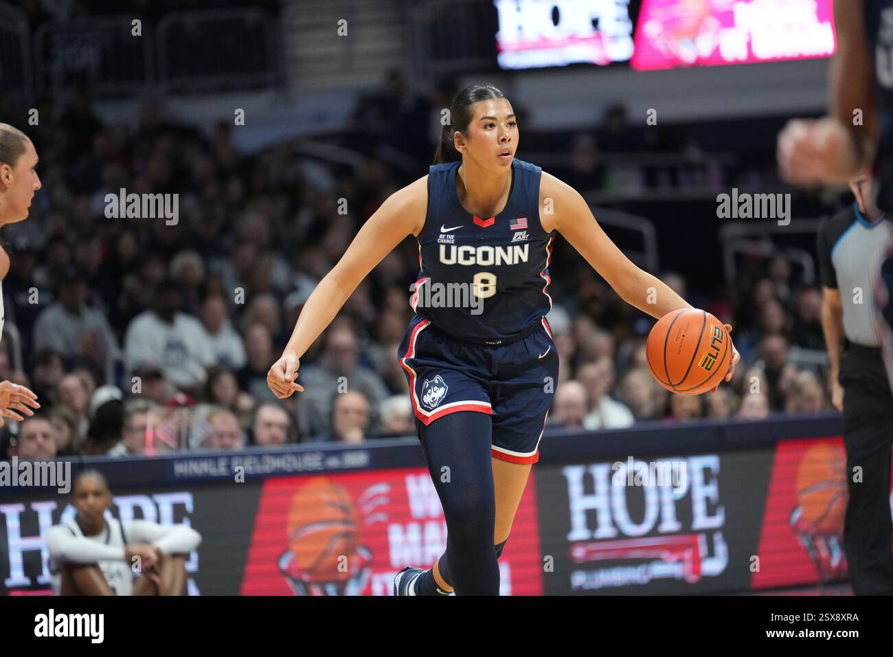 UConn center Jana El Alfy (8) in action during an NCAA college basketball game between UConn and ...