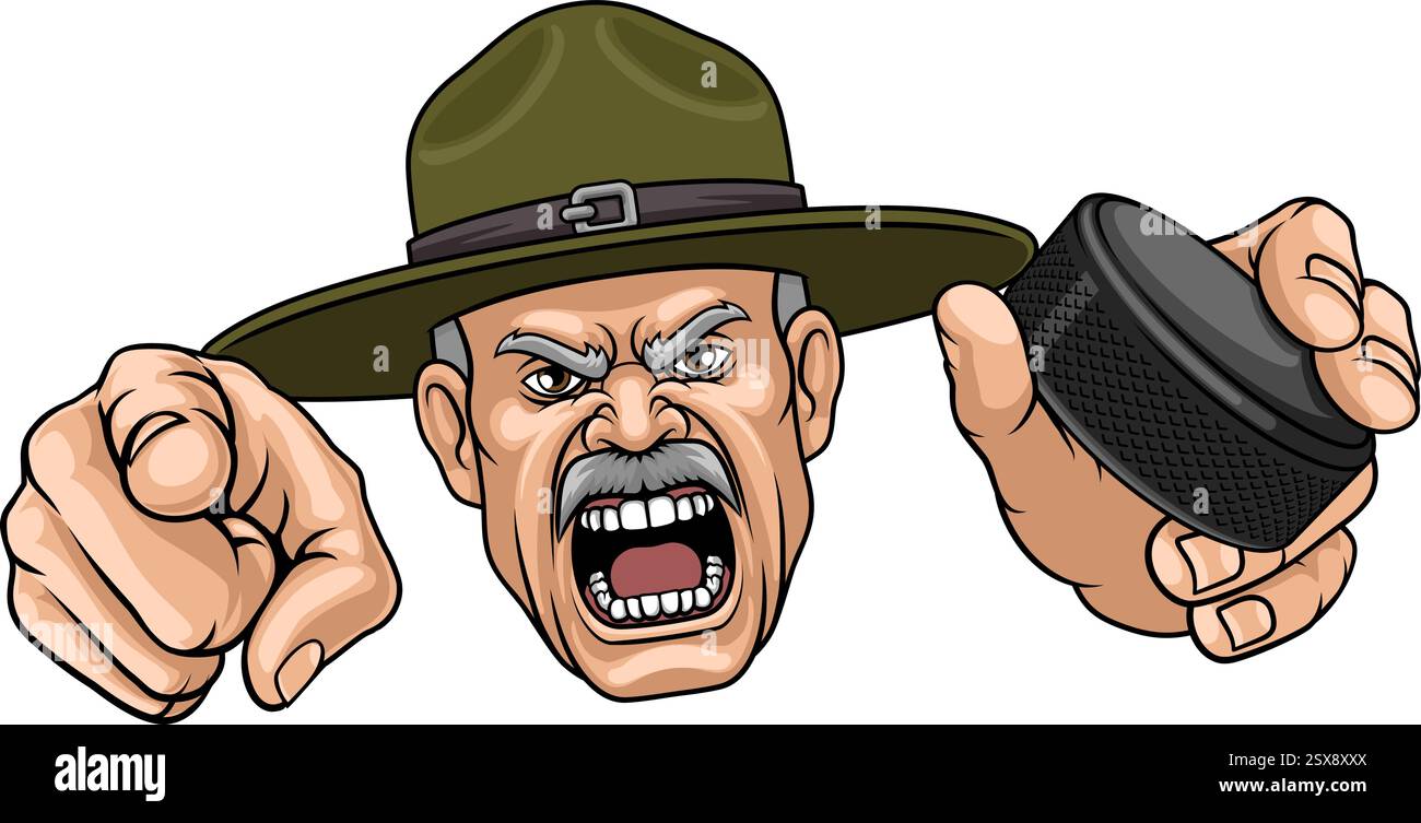 Drill Instructor Sergeant Ice Hockey Sports Mascot Stock Vector Image ...