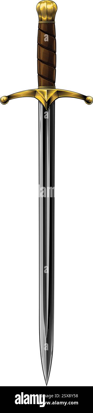 Medieval Knights Sword Vintage Style Illustration Stock Vector Image ...