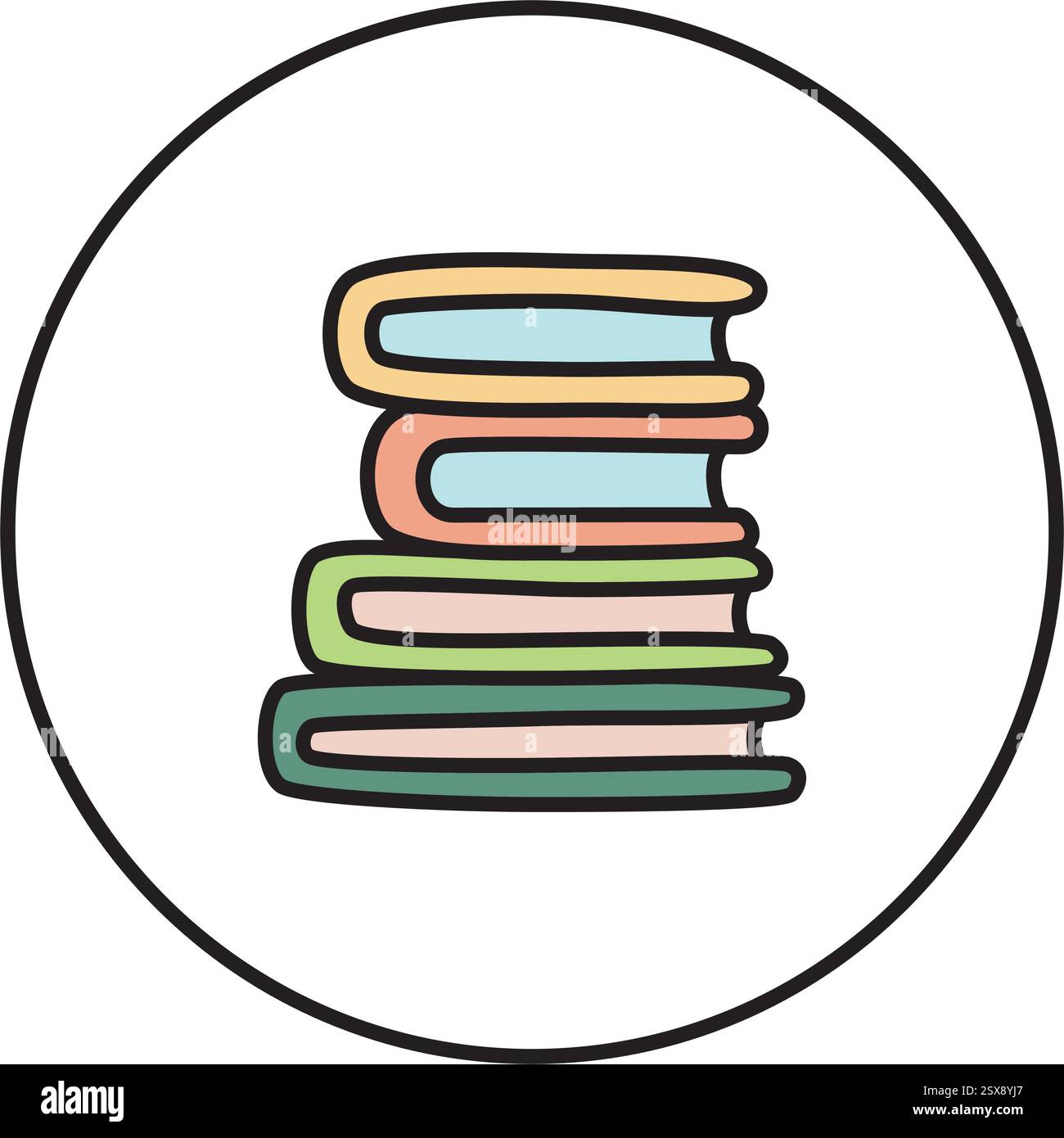 Doodle pile of books icon hand drawn with thin line, minimalistic style ...