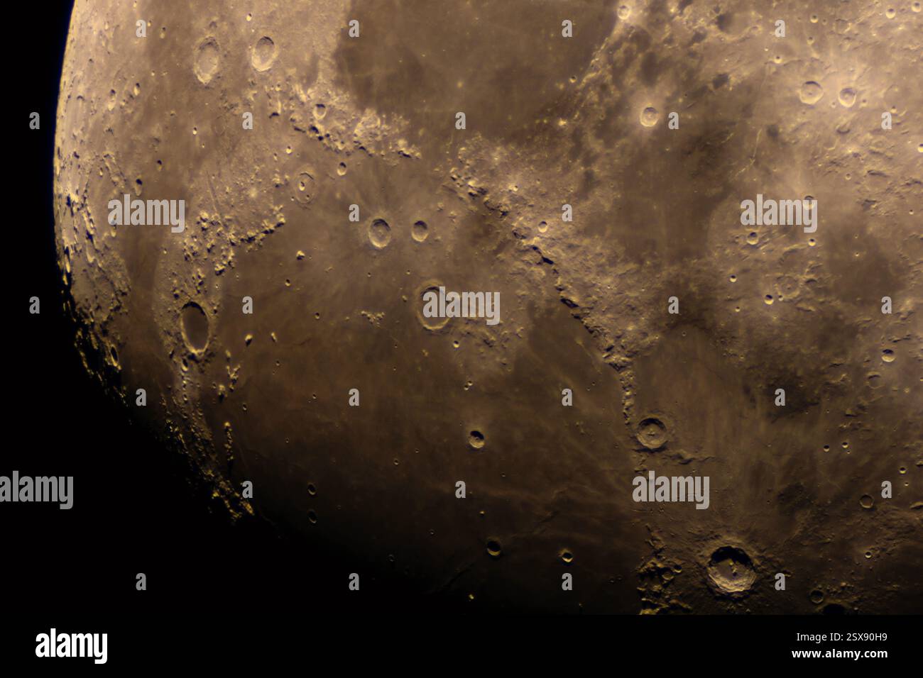 Close-up photo of lunar terrain featuring deep craters and ridges Stock ...
