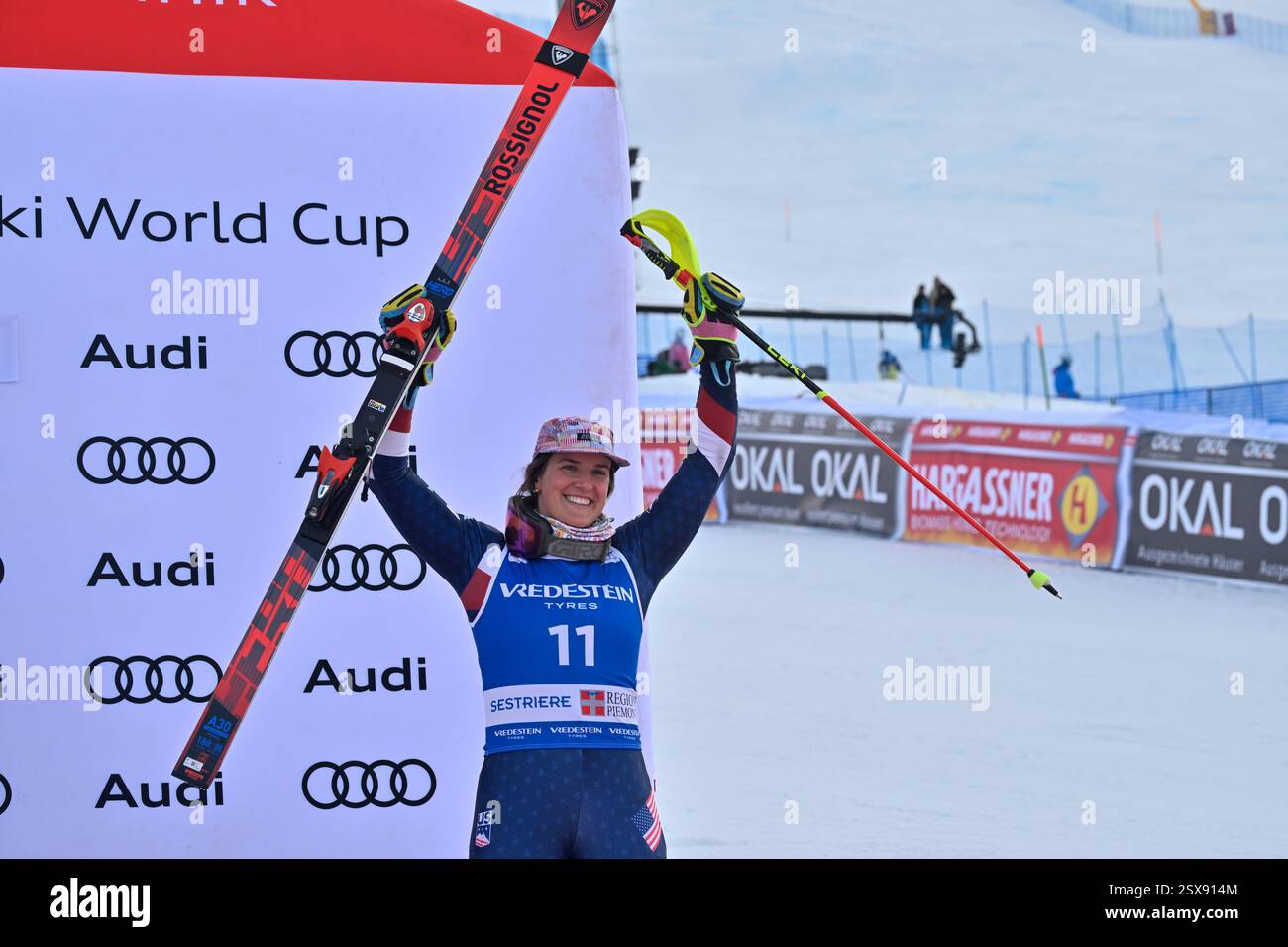 Sestriere, Italy. 23rd Feb, 2025. Paula MOLTZAN (USA) 3° place during ...