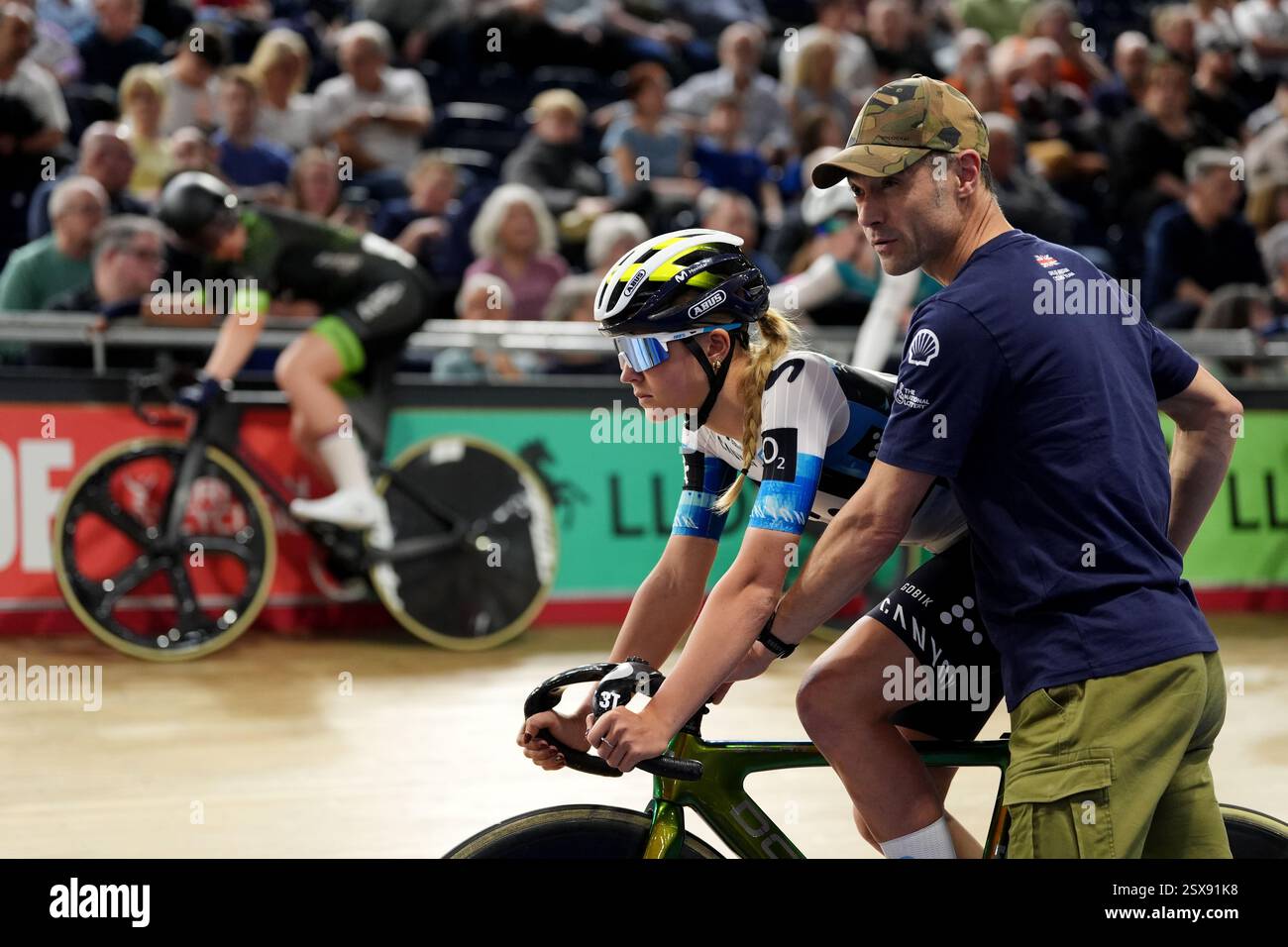 Movistar Team's Cat Ferguson ahead of the Women's Point Race on day ...