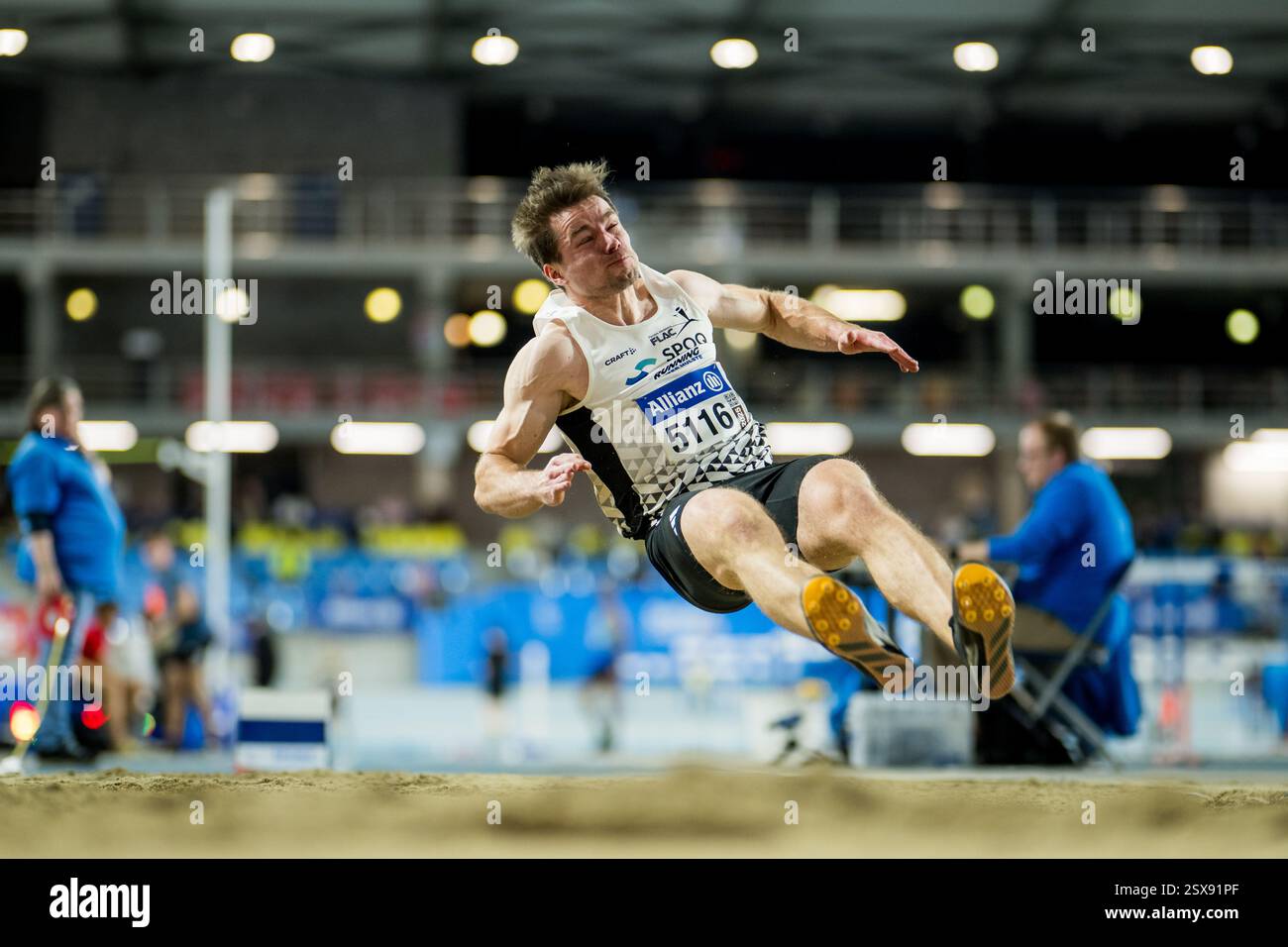Jeroen Gonnissen pictured pictured in action during the long jump event ...