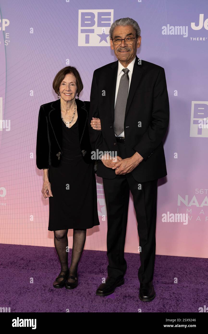 Pasadena, USA. 22nd Feb, 2025. Barbara Bloom and Peter Cohen attend the ...