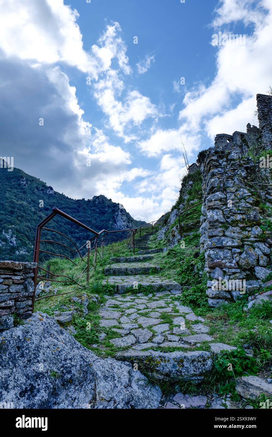 The entrance to the abandoned village of San Severino di Centola, Italy ...