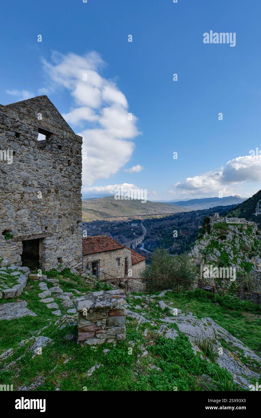 An old church in the abandoned village of San Severino di Centola ...