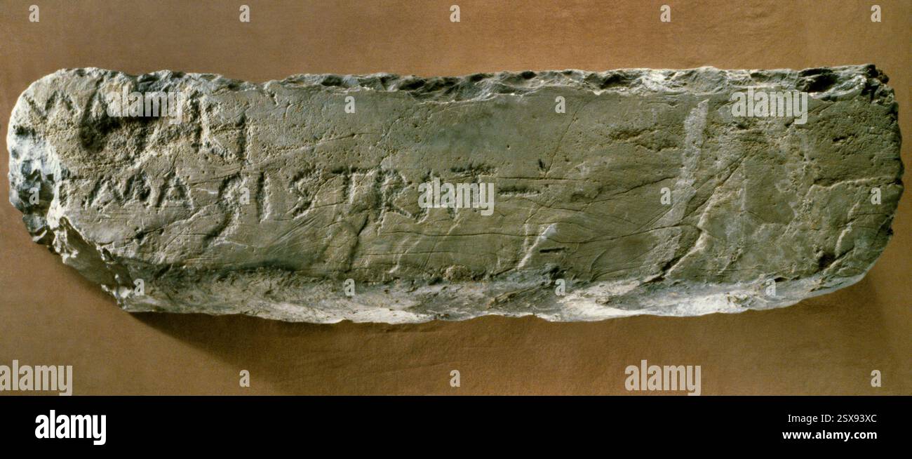 Left hand side (Face D) of the Cantiorix Stone, an early C6th inscribed ...