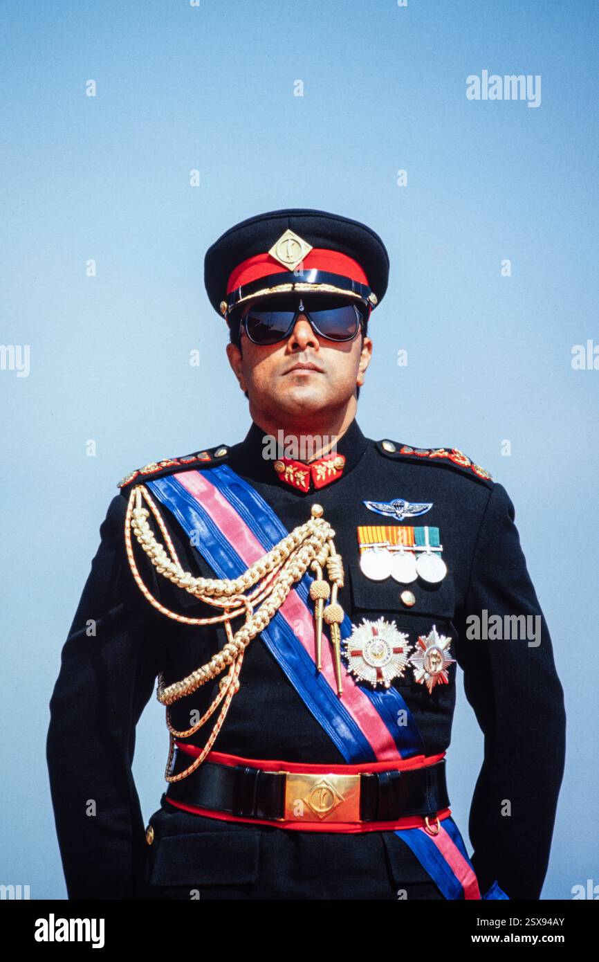 Nepalese Prince Gyanendra, brother of King Birendra, waits to receive ...