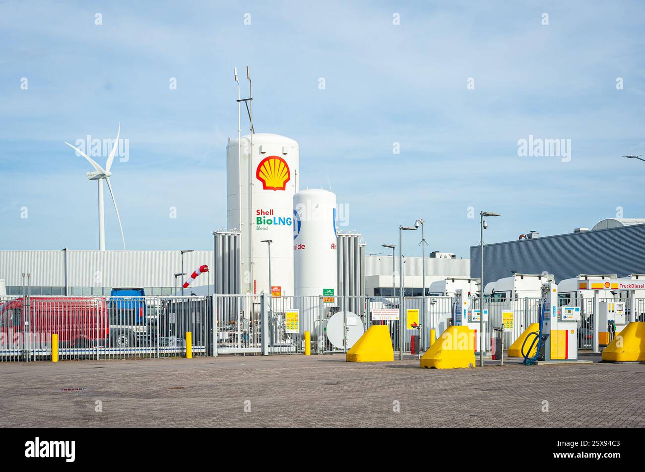 LNG (Liquid Natural gas) Shell fuel station at the truck center in ...