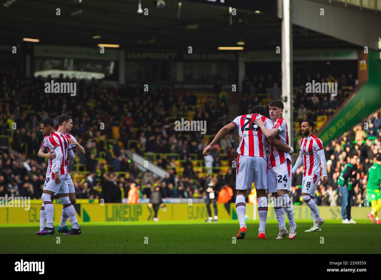 Norwich, UK. 31st Jan, 2025. Stoke City coming out for the second half ...