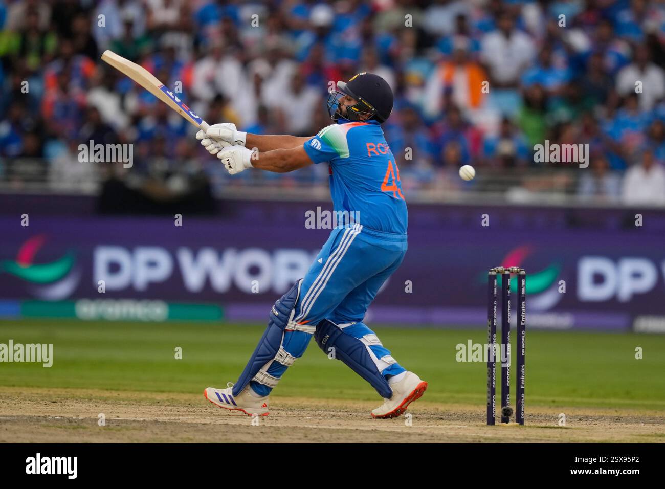 India's captain Rohit Sharma plays a shot during the ICC Champions ...
