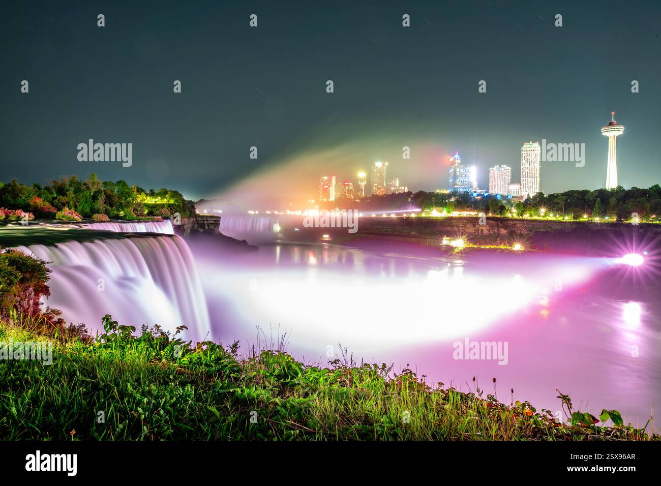 A Fascinating night view for the Niagara Waterfalls, New York Side ...